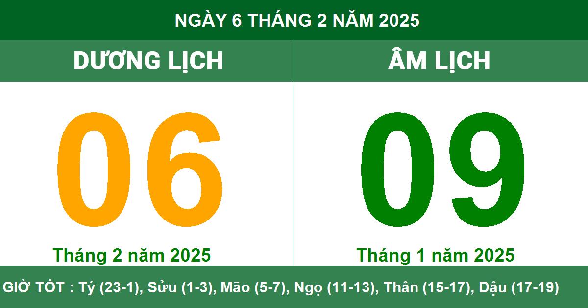 Âm dương lịch 06/02 - Lịch vạn niên ngày 06/02/2025
